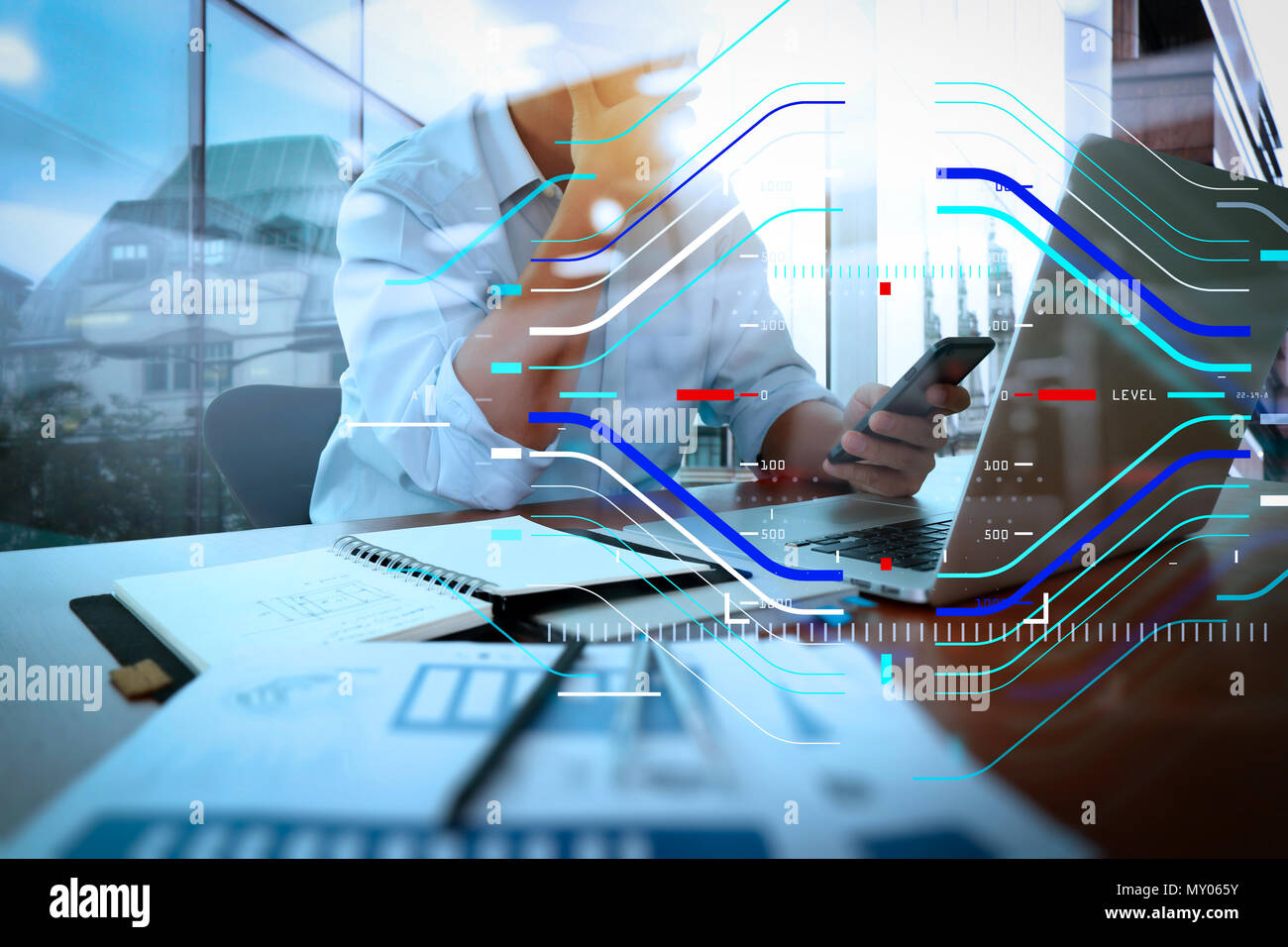 business with virtual diagram and IOT Stock Photo - Alamy