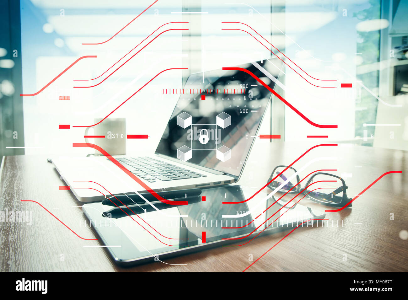 business with virtual diagram and IOT Stock Photo - Alamy