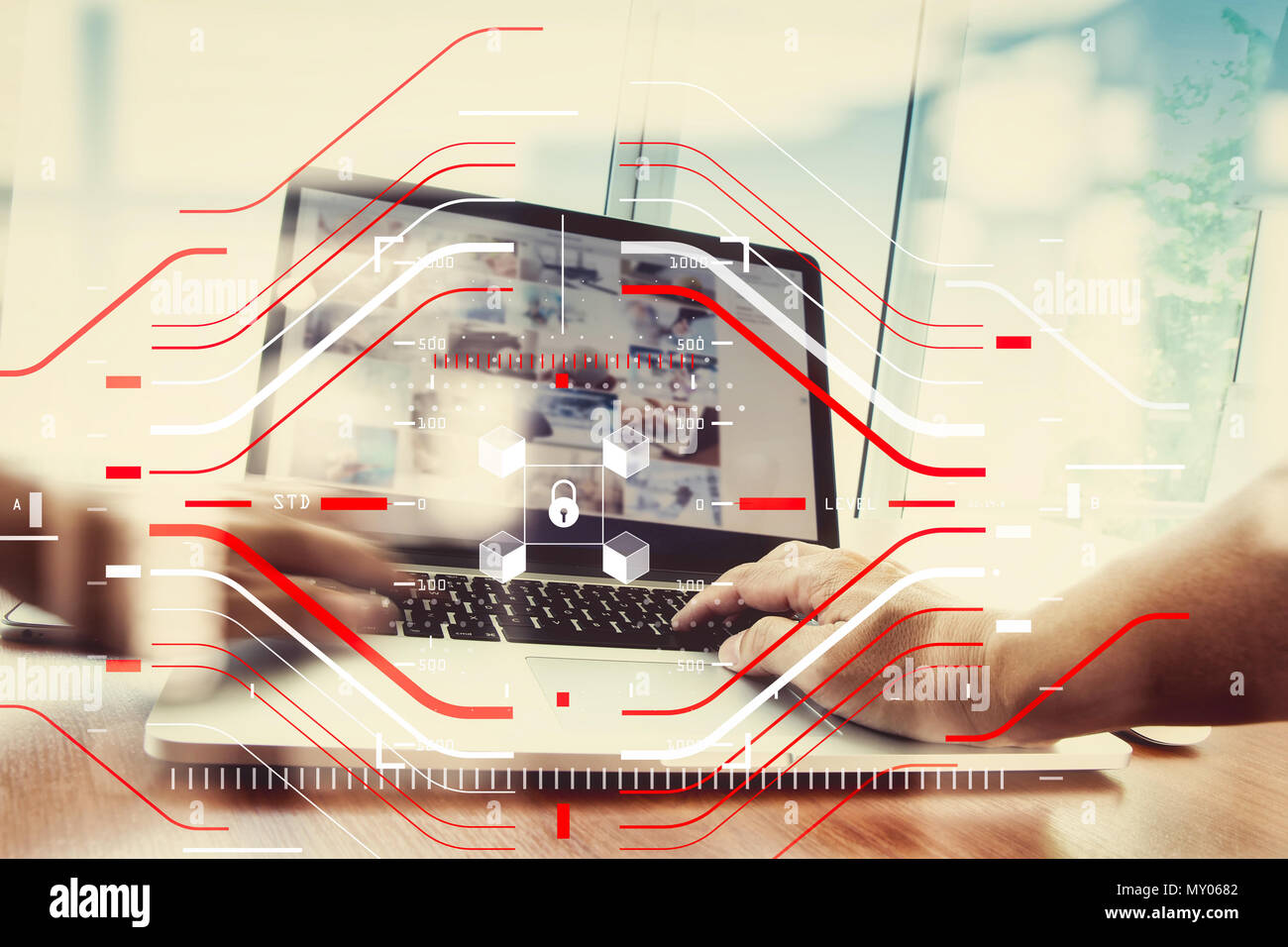 business with virtual diagram and IOT Stock Photo - Alamy