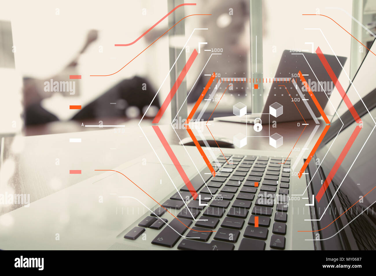 business with virtual diagram and IOT Stock Photo - Alamy