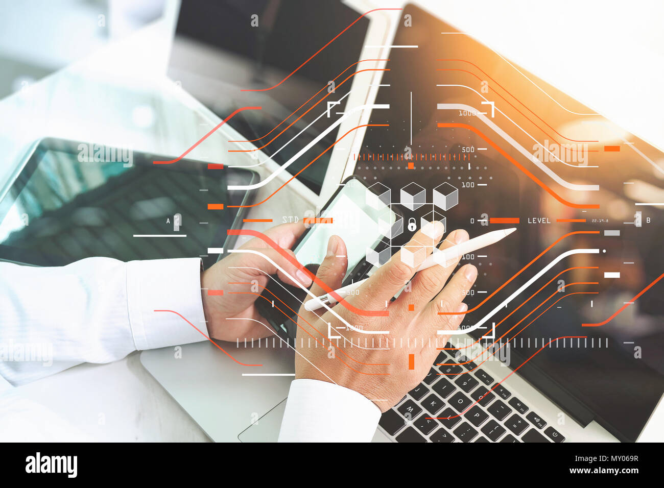 business with virtual diagram and IOT Stock Photo - Alamy