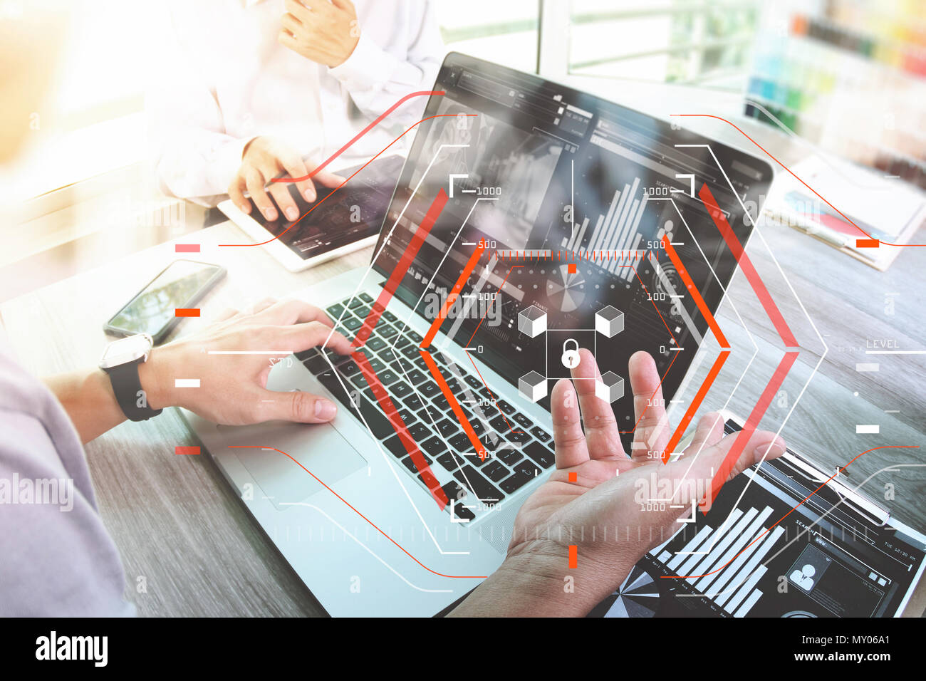 business with virtual diagram and IOT Stock Photo - Alamy
