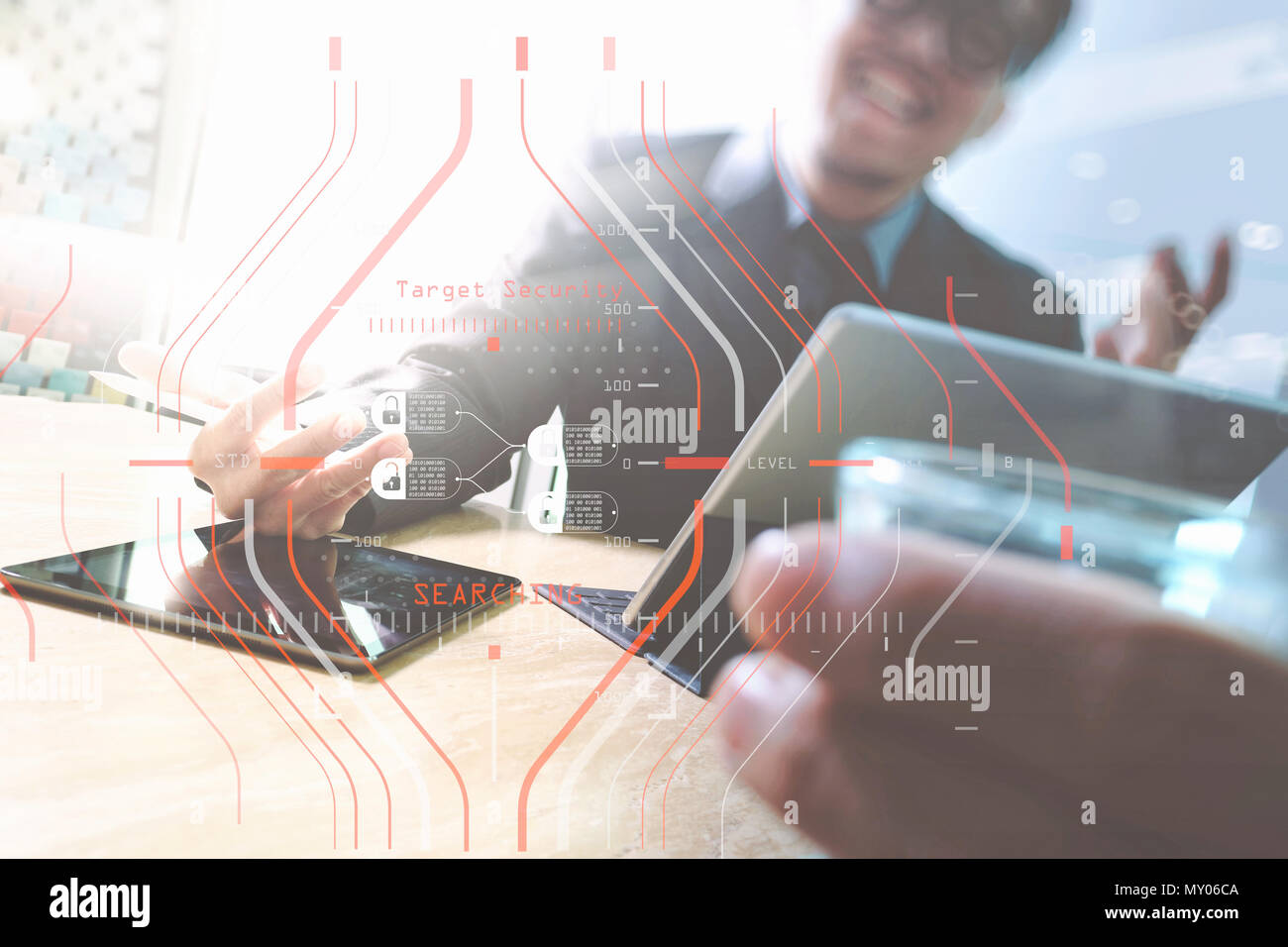 business with virtual diagram and IOT Stock Photo - Alamy