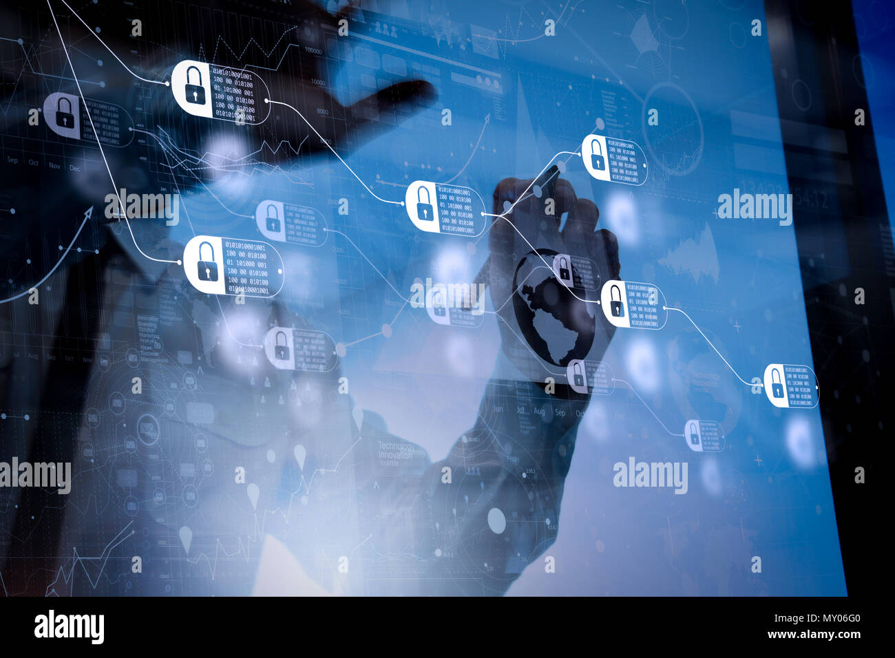 business with virtual diagram and IOT Stock Photo - Alamy