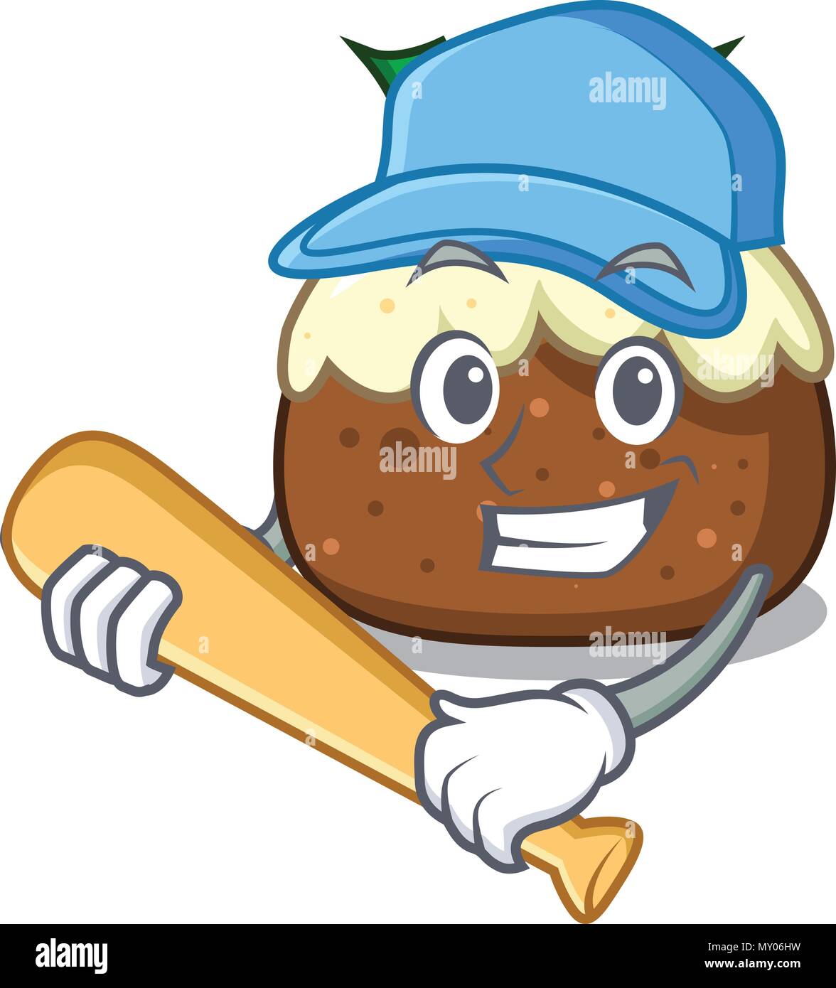 Playing baseball fruit cake character cartoon Stock Vector Image & Art ...