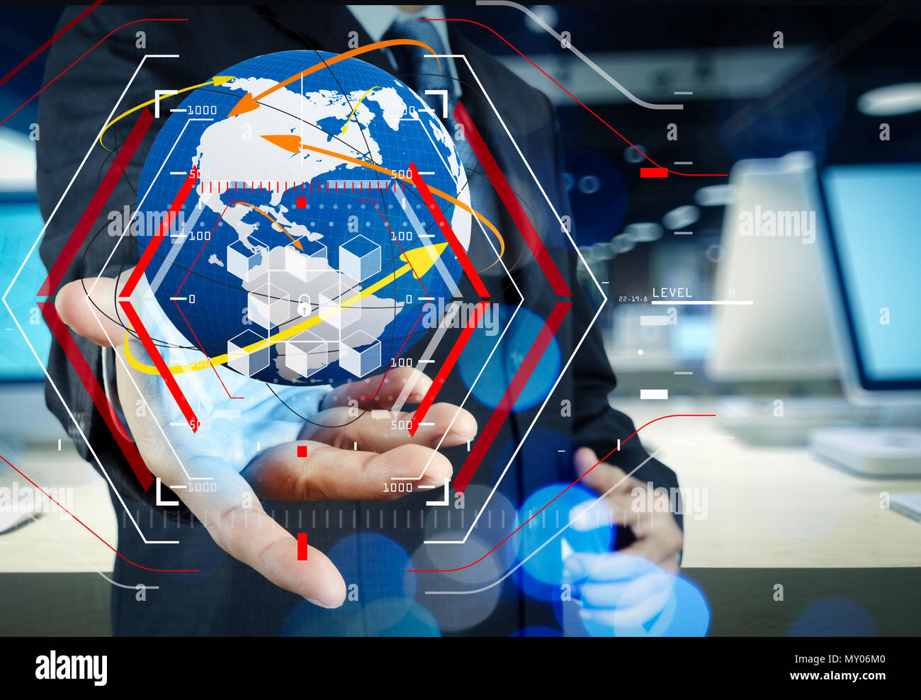 business with virtual diagram and IOT Stock Photo - Alamy