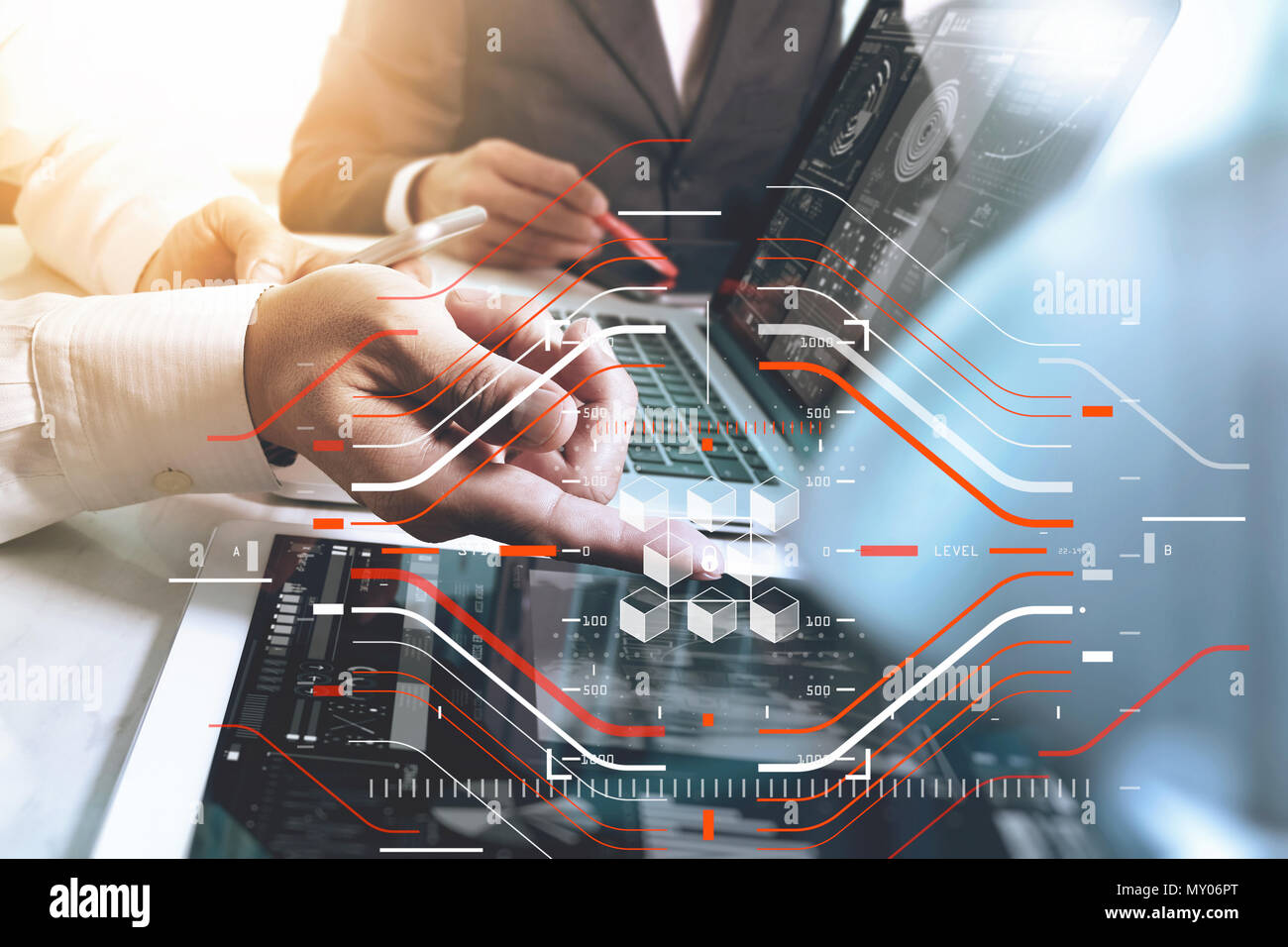 business with virtual diagram and IOT Stock Photo - Alamy
