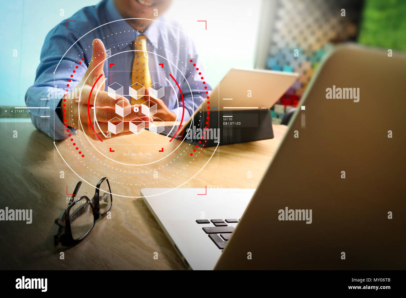 business with virtual diagram and IOT Stock Photo - Alamy