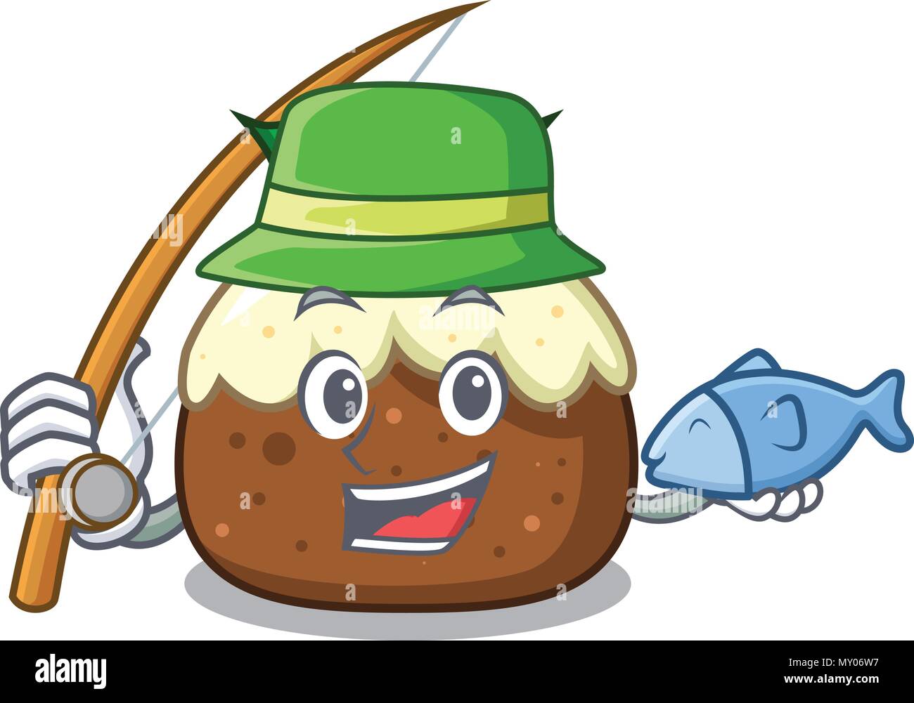 Fishing fruit cake character cartoon Stock Vector Image & Art - Alamy