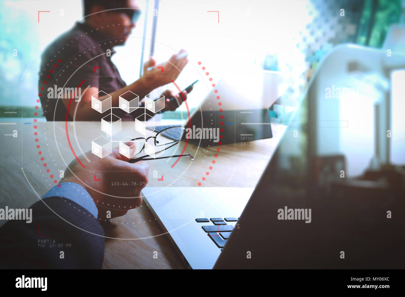 business with virtual diagram and IOT Stock Photo - Alamy