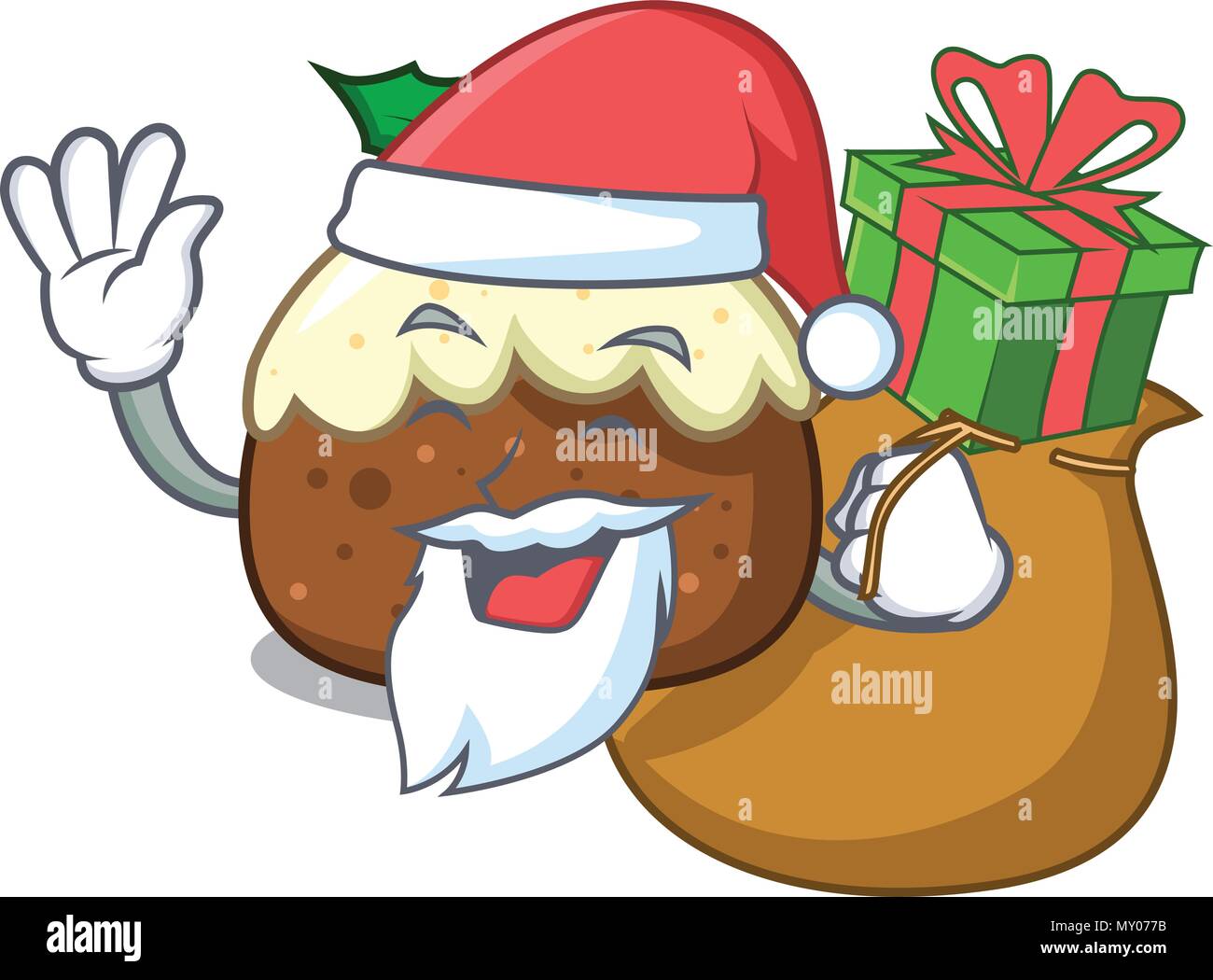 Santa with gift fruit cake mascot cartoon Stock Vector Image & Art - Alamy