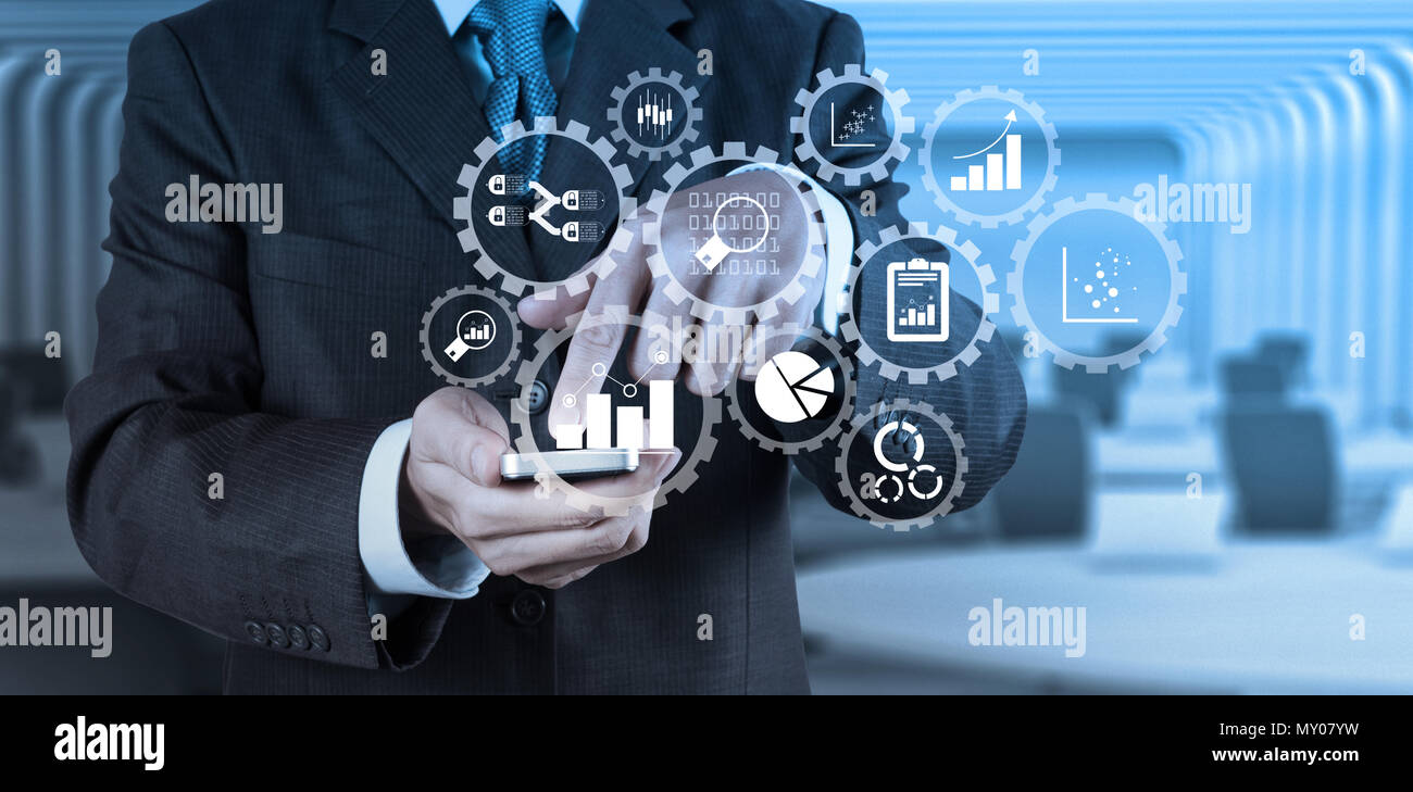 business with virtual diagram and IOT Stock Photo - Alamy