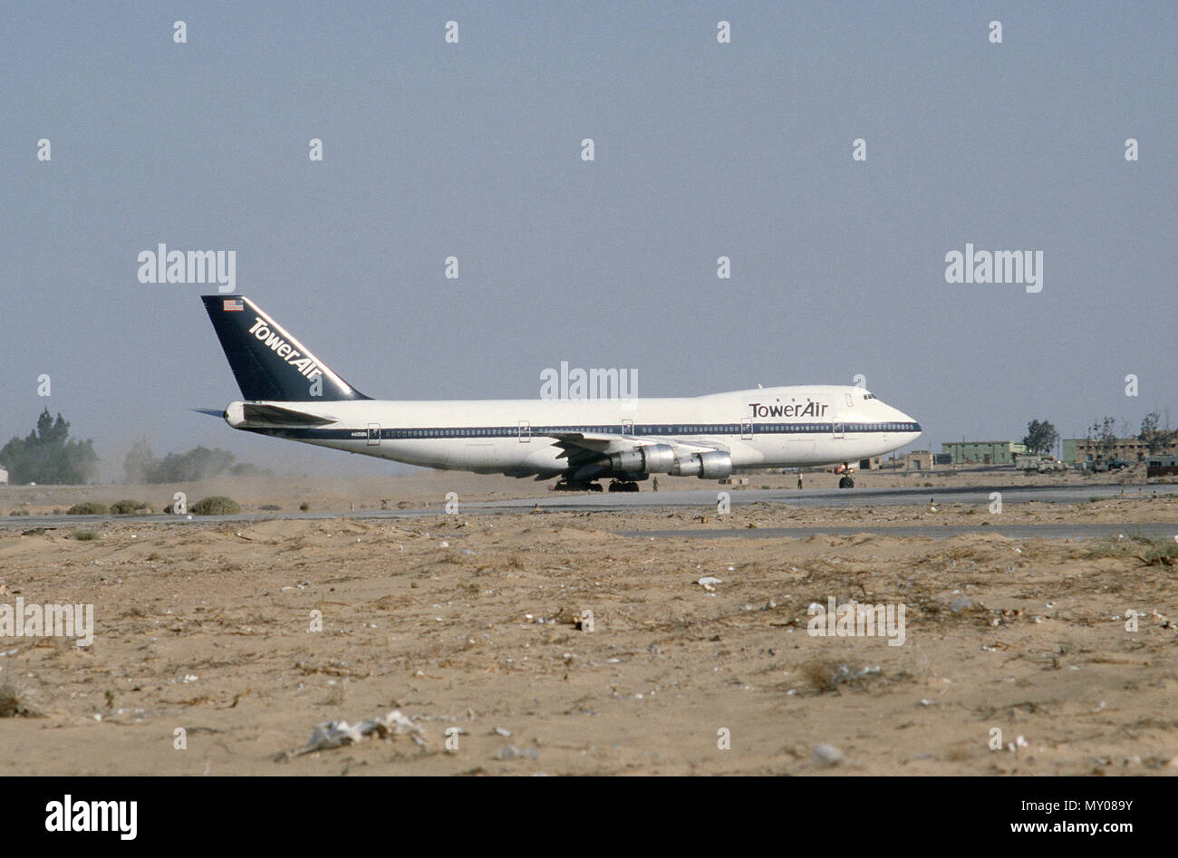 A contract Boeing 747 aircraft taxis on the flight line during the ...