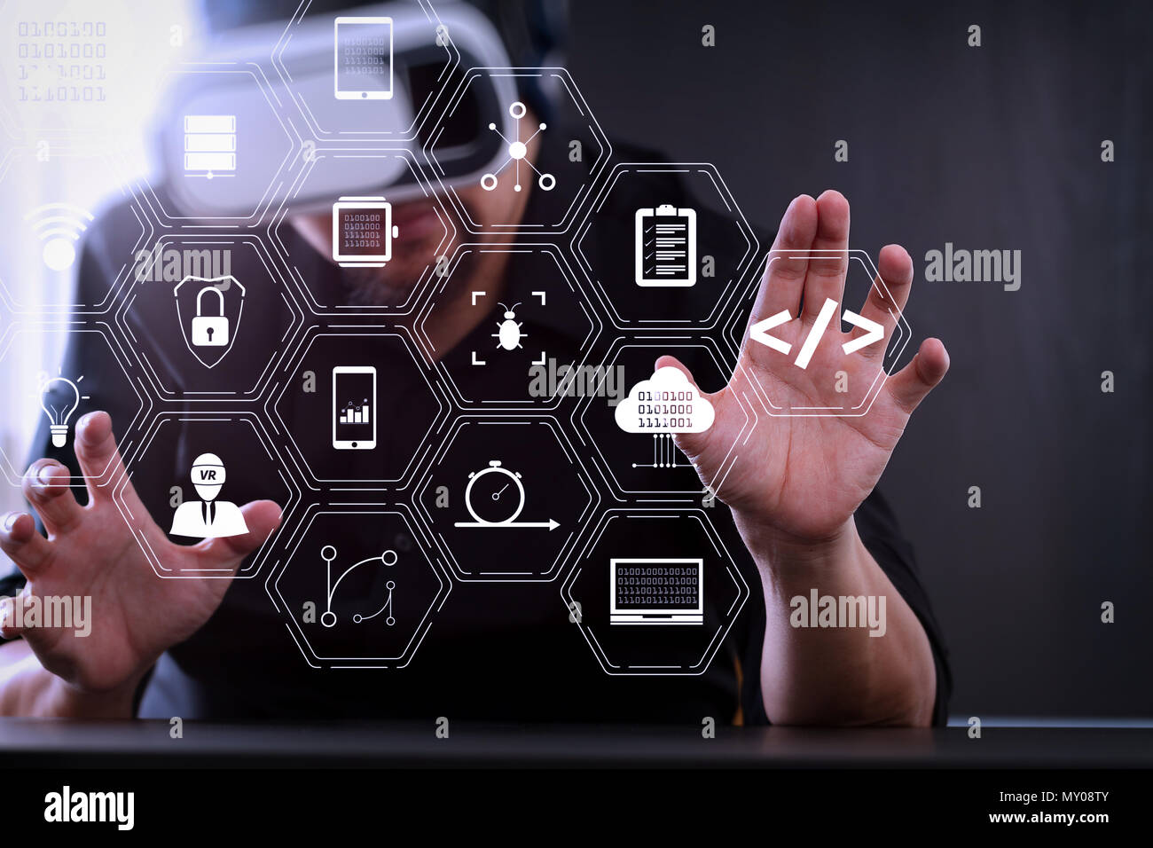 business with virtual diagram and IOT Stock Photo - Alamy