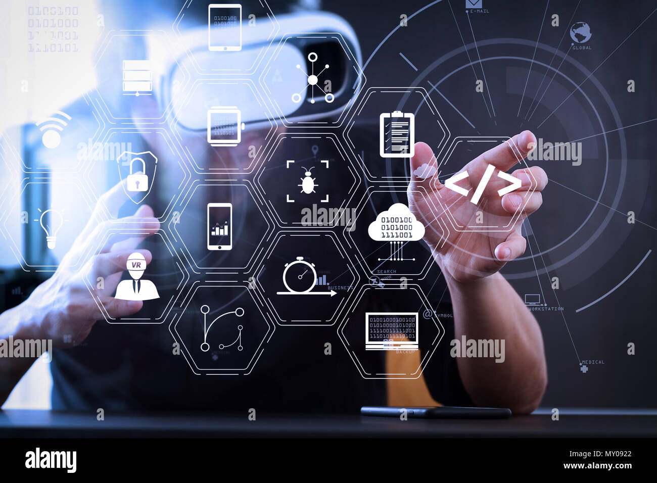 business with virtual diagram and IOT Stock Photo - Alamy