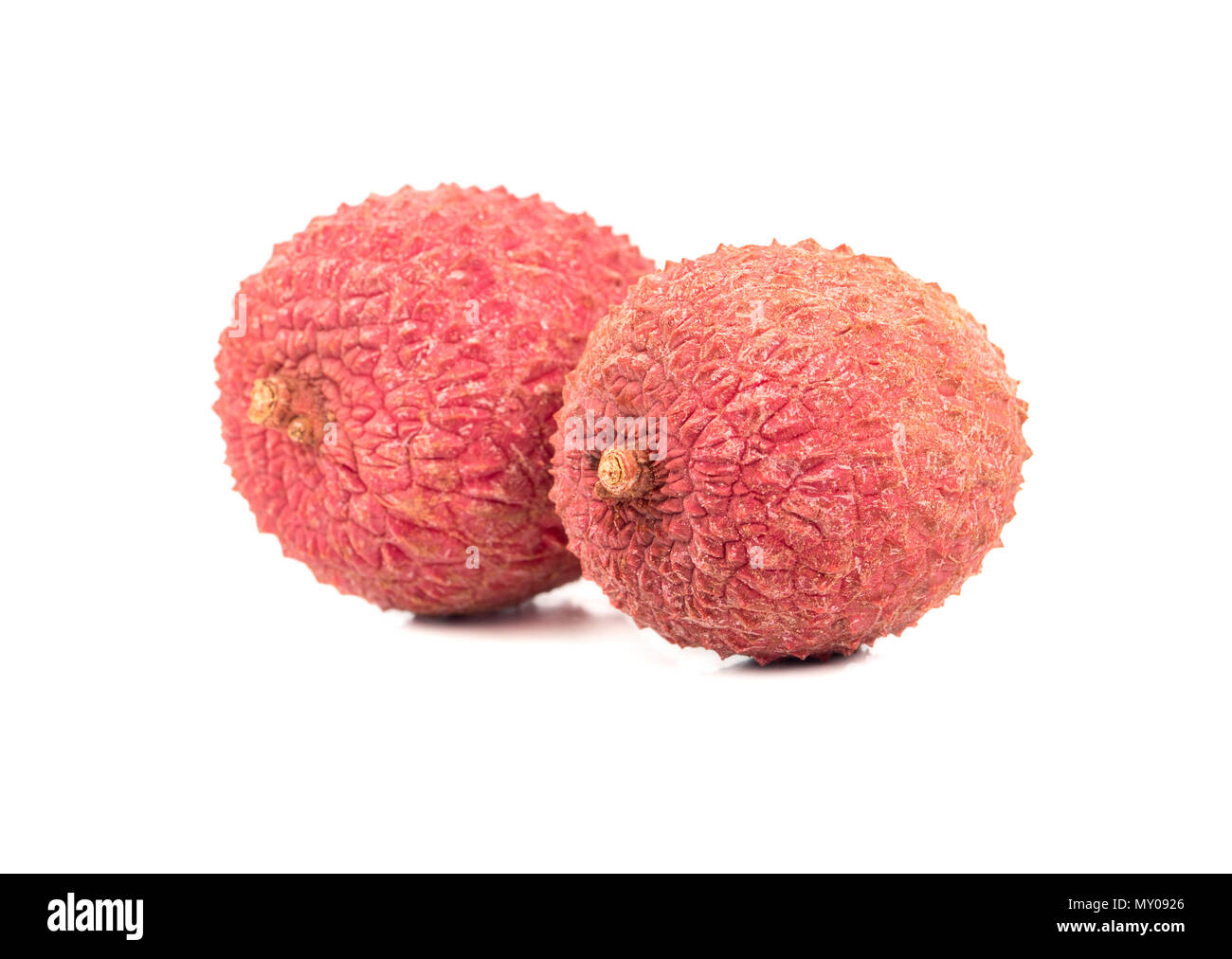 Two chinese lychee fruit in shell isolated on white background Stock ...
