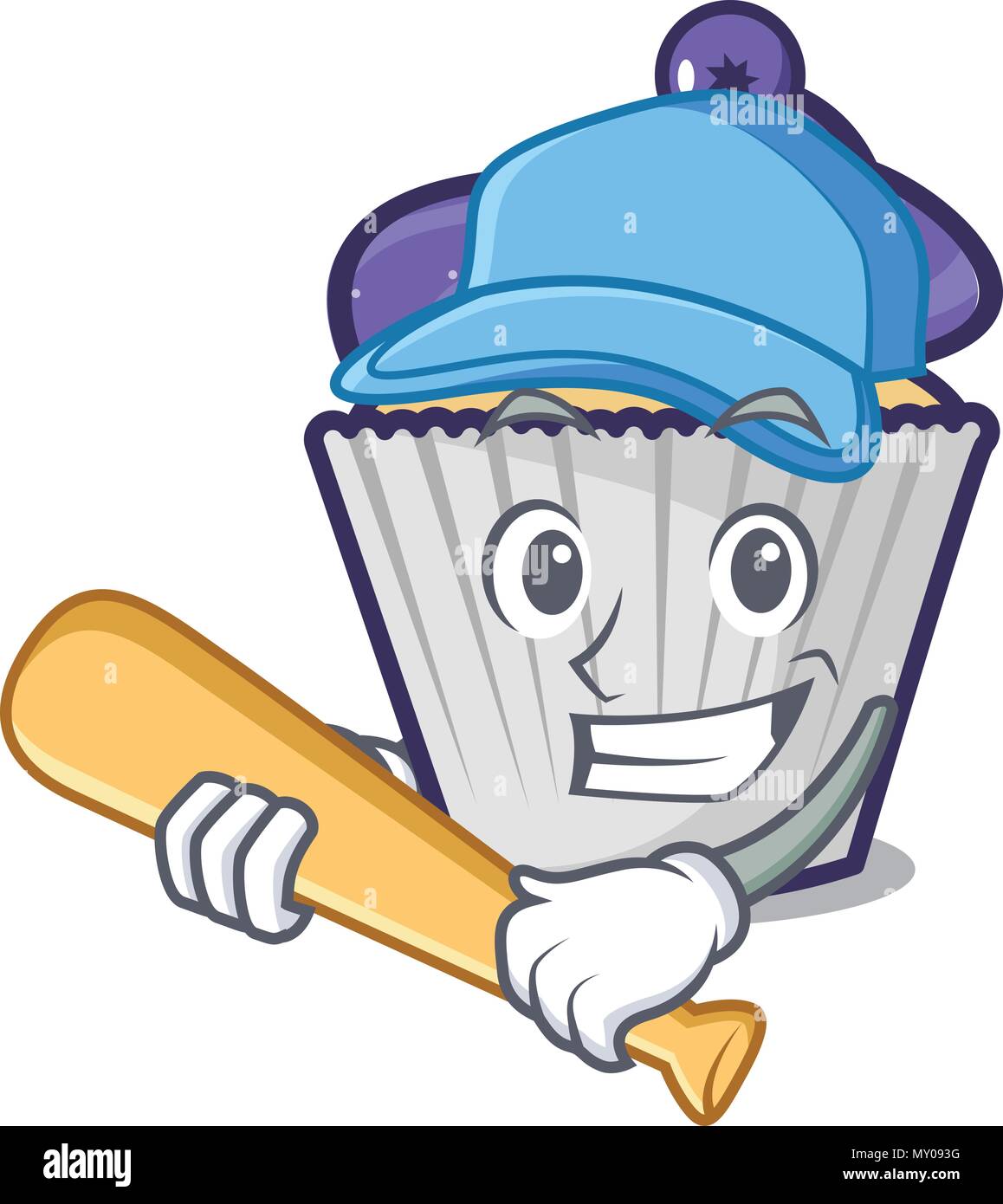 Playing baseball blueberry cupcake character cartoon Stock Vector Image ...