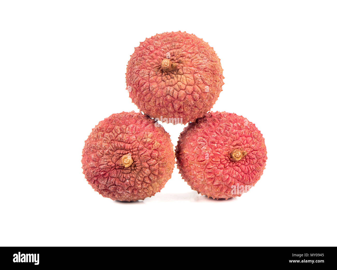 Three delicious lychee fruit in shell on white background Stock Photo ...