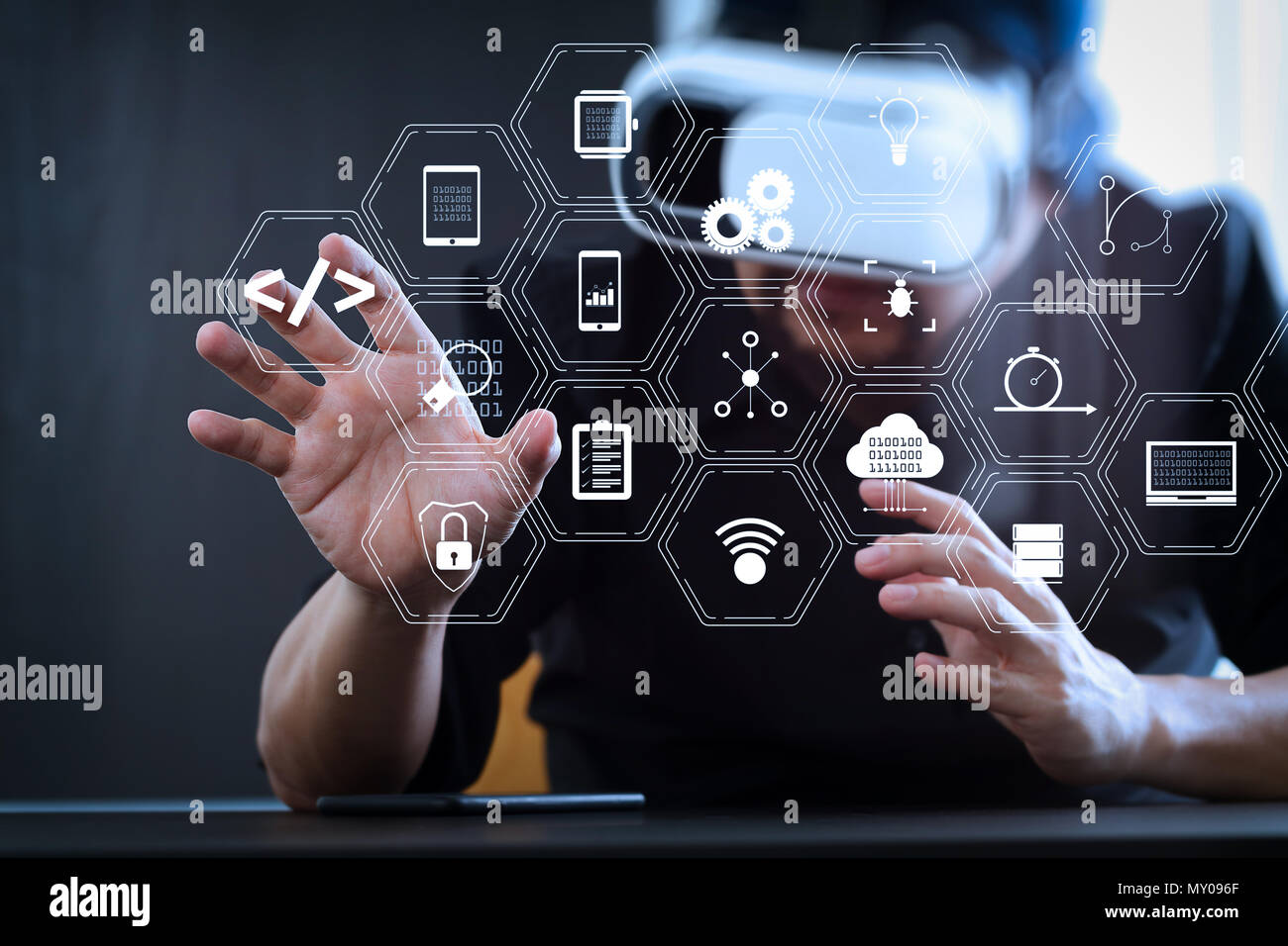 business with virtual diagram and IOT Stock Photo - Alamy