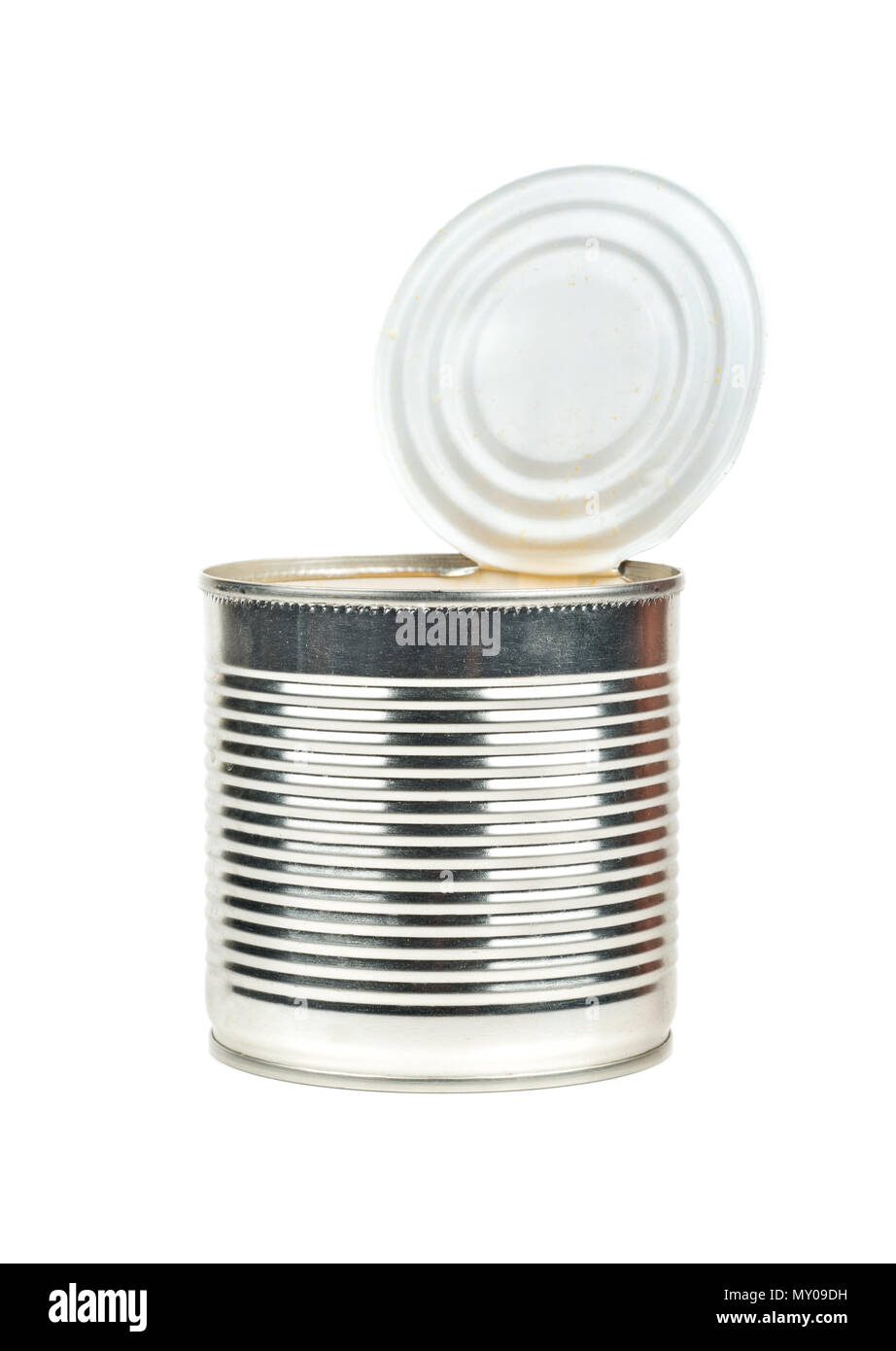 Open tin can for products isolated on white background Stock Photo - Alamy