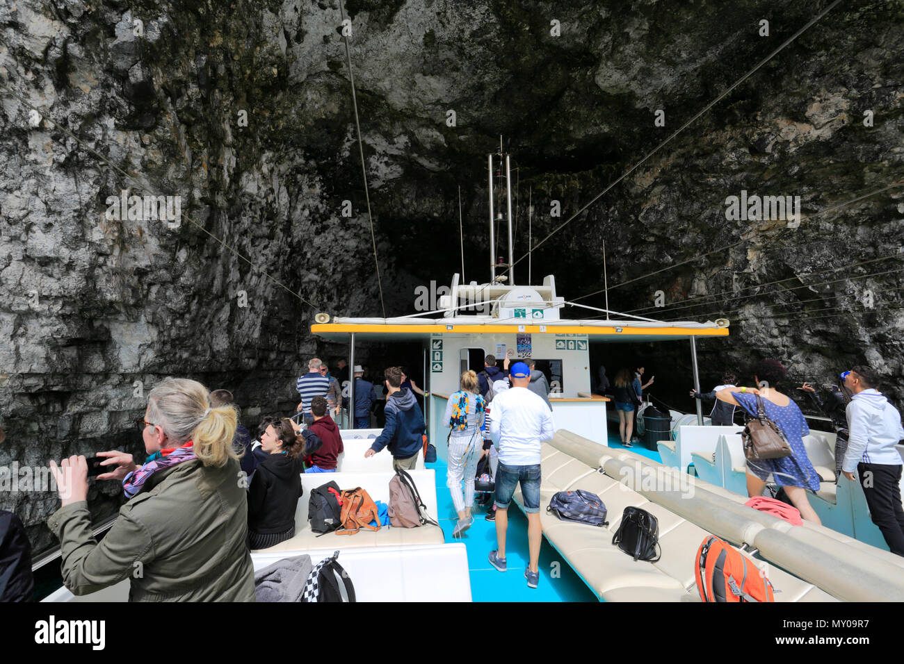 View of caves on a Boat trip to Mistra Bay, Selmun village, Saint Pauls ...