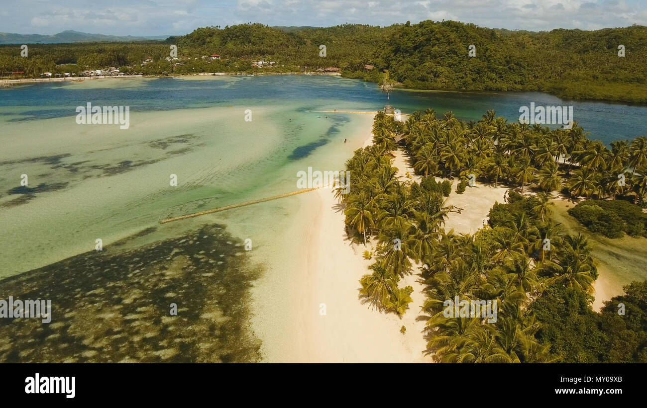 Aerial view of tropical beach on the island Siargao, Philippines ...