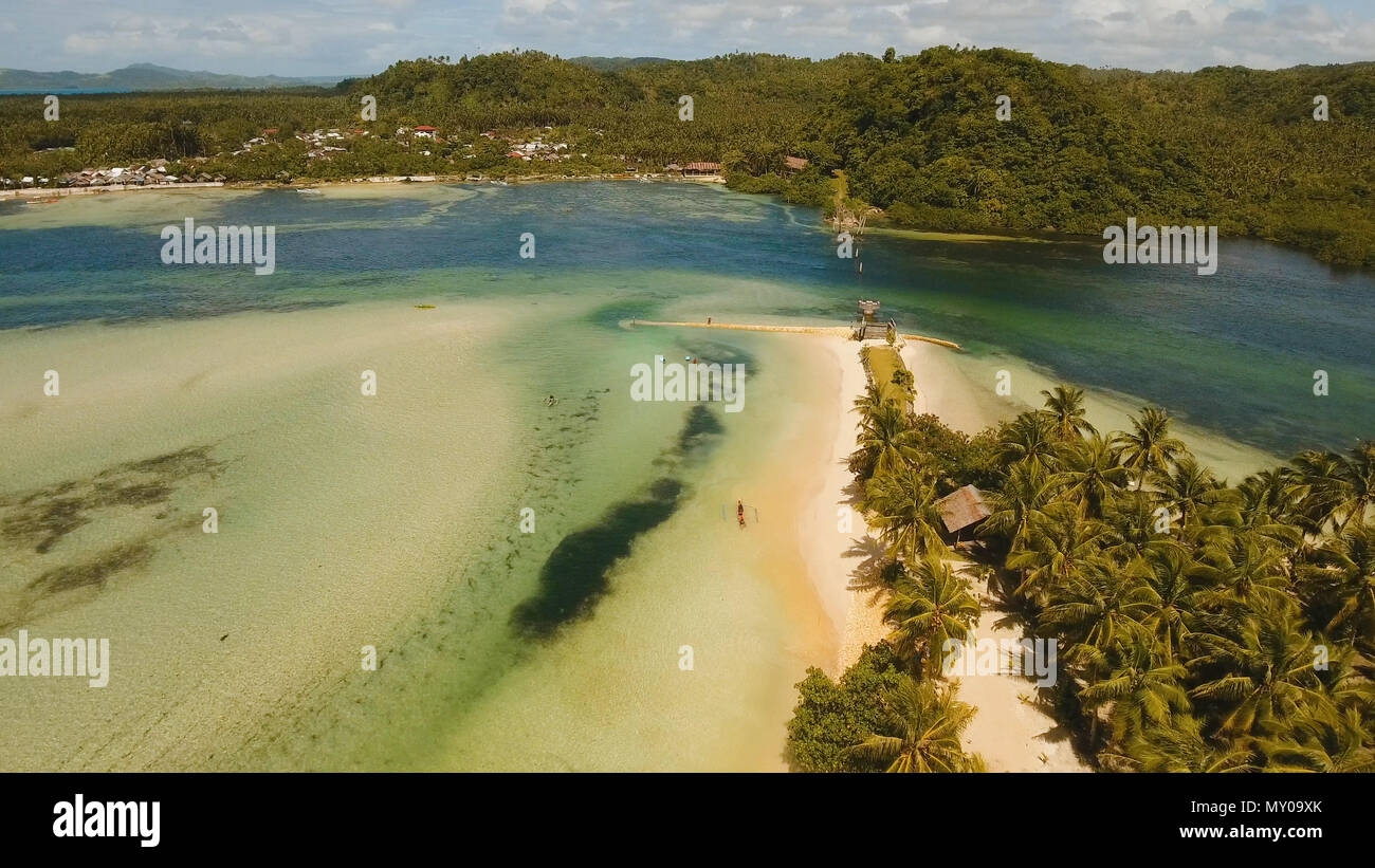 Aerial view of tropical beach on the island Siargao, Philippines ...