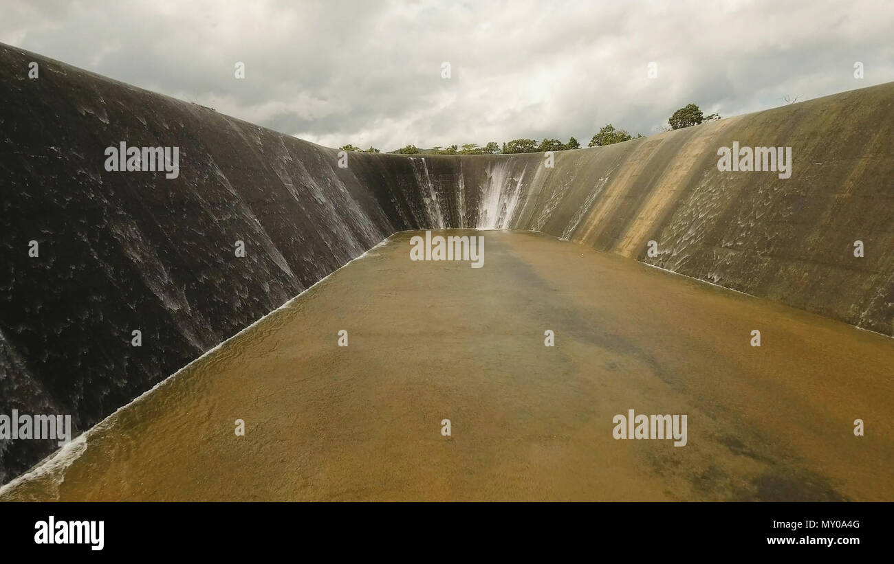 Aerial view Dam on the lake in the rainforest on the island. Water ...