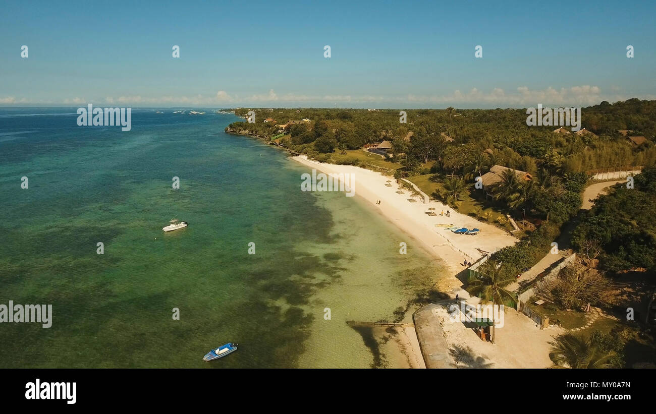 Aerial view of tropical beach on the island Bohol, Philippines ...