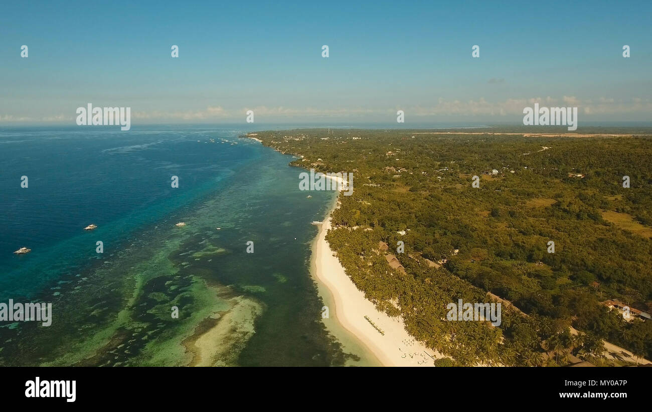 Aerial view of tropical beach on the island Bohol, Philippines ...