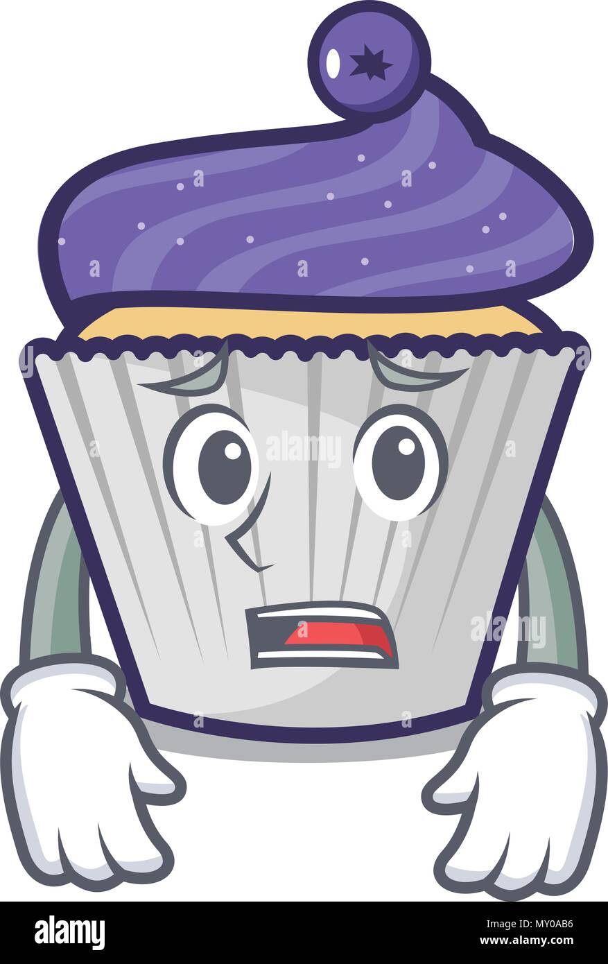 Afraid blueberry cupcake mascot cartoon Stock Vector Image & Art - Alamy