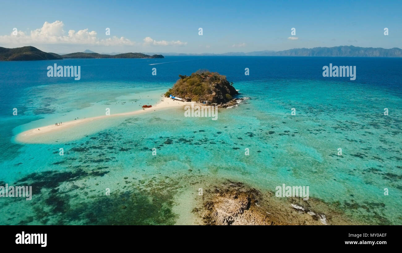Aerial view of tropical beach on the Bulog Dos Island, Philippines ...