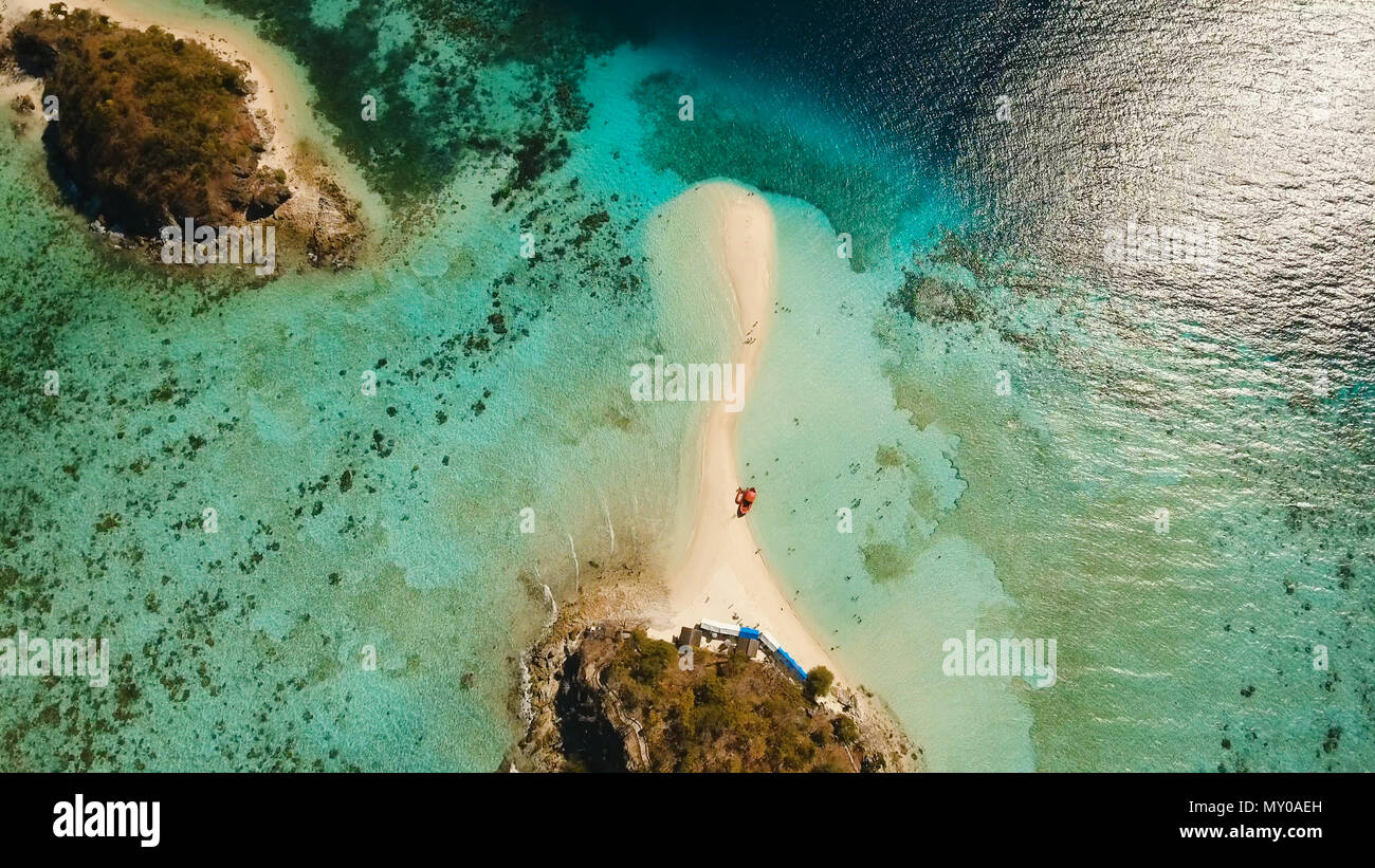 Aerial view of tropical beach on the Bulog Dos Island, Philippines ...