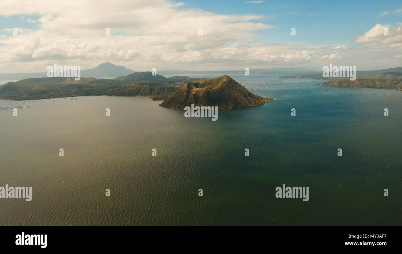 Aerial view Taal Volcano on Luzon Island North of Manila in Philippines ...