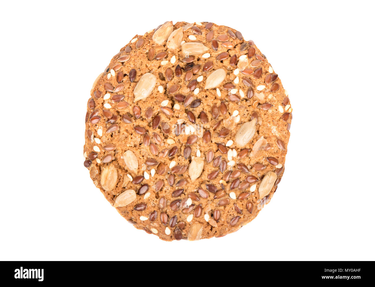 Fresh oatmeal cookies with cereals isolated on white background, top ...