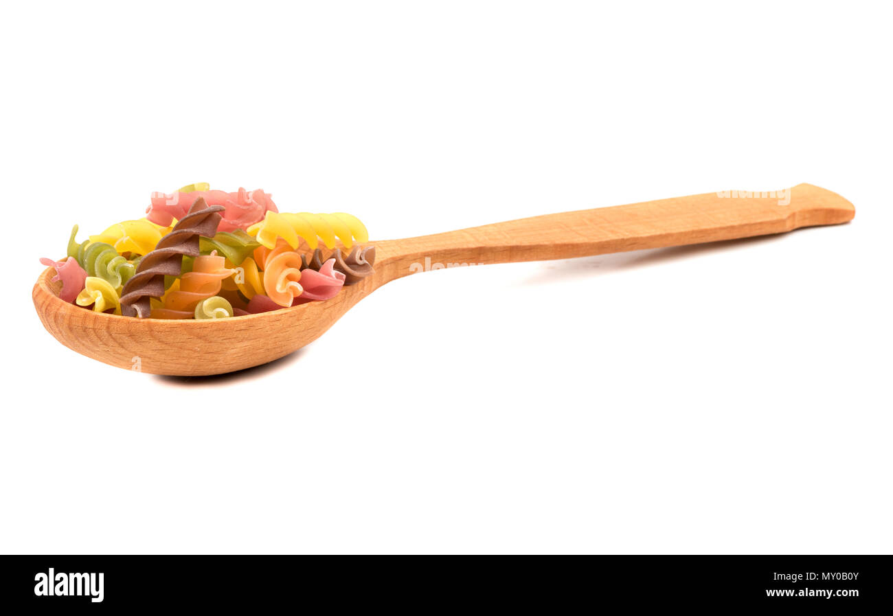 Wooden spoon uncooked pasta Cut Out Stock Images & Pictures - Alamy