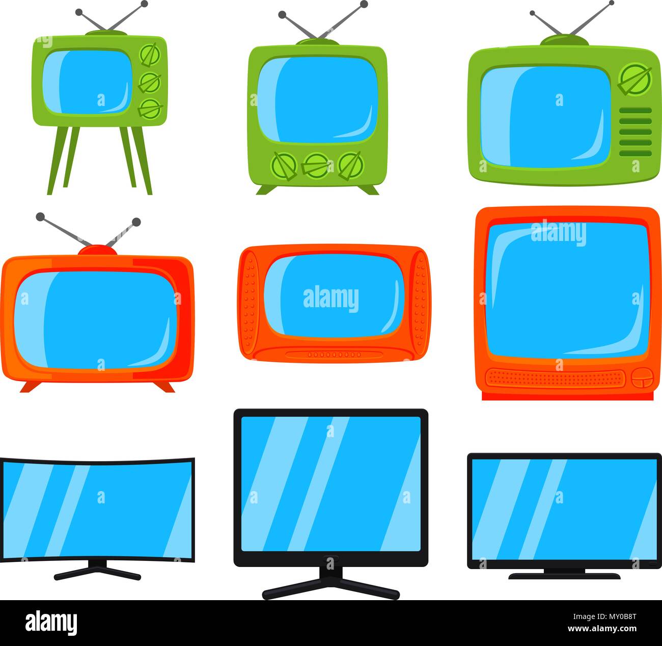 Cartoon colorful 9 tv element set Stock Vector Image & Art - Alamy