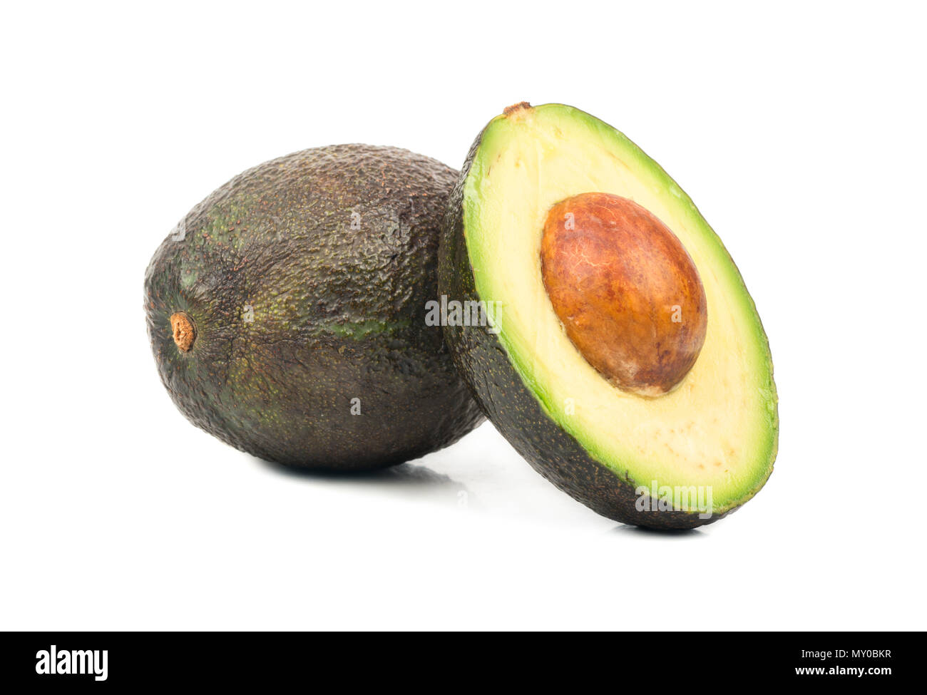 Fresh avocado Hass with half isolated on white background Stock Photo ...