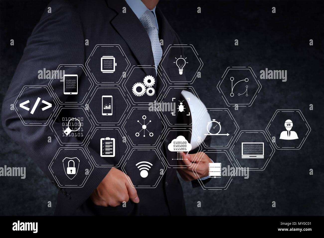 business with virtual diagram and IOT Stock Photo - Alamy