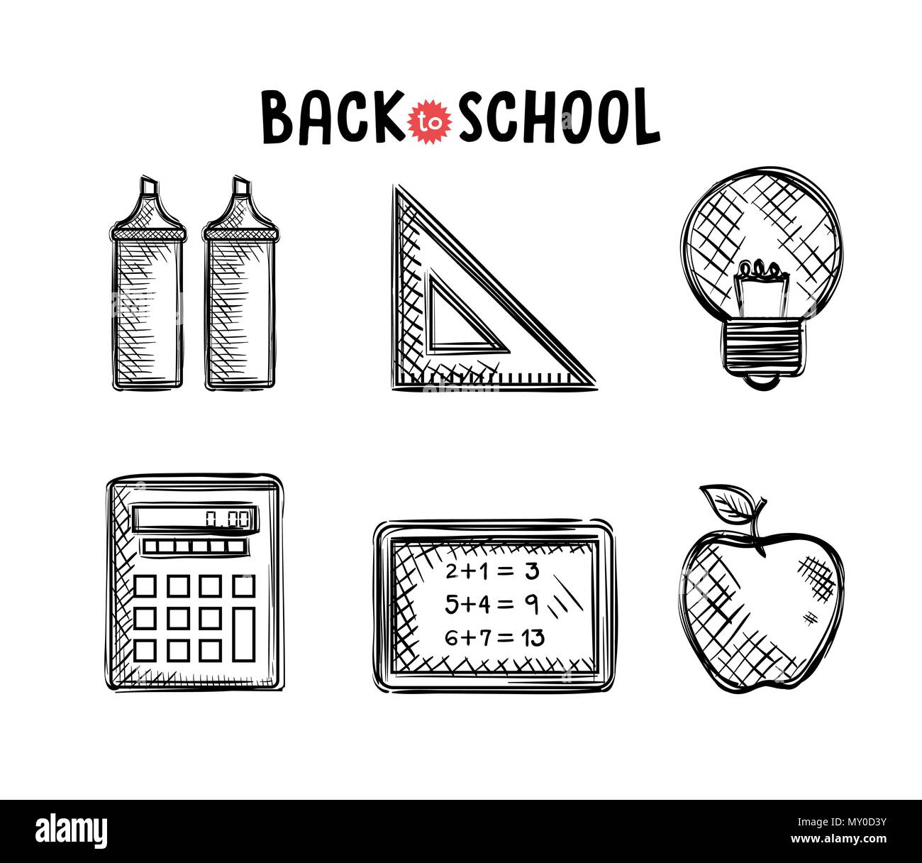 back to school set icons drawings Stock Vector Image & Art - Alamy
