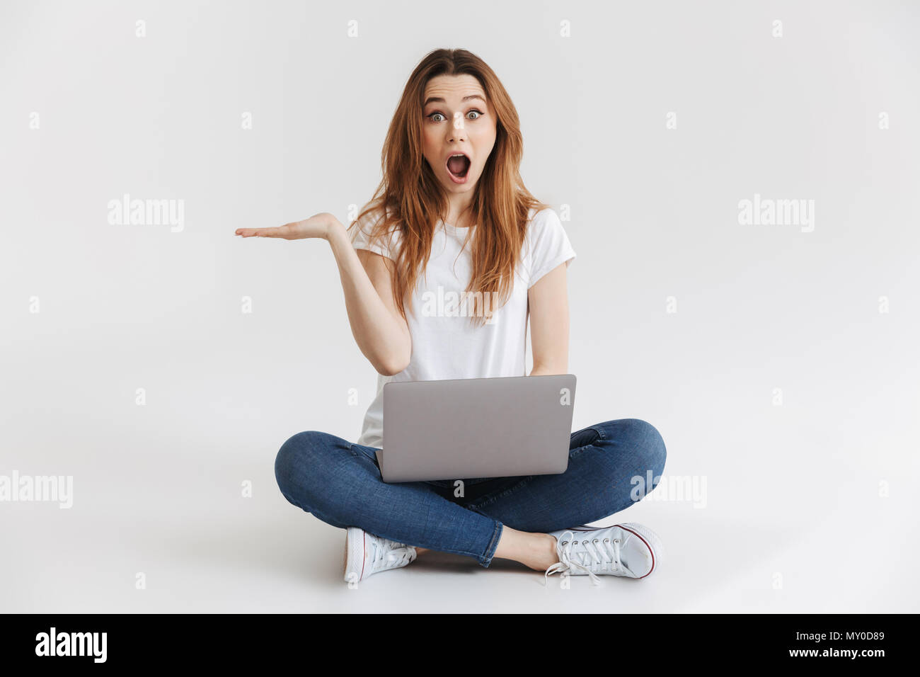 Shocked surprised woman laptop isolated hi-res stock photography and ...