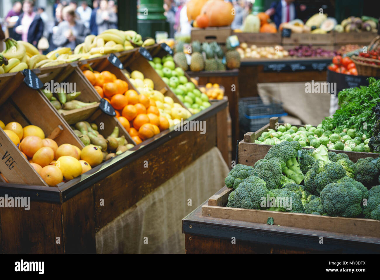 London, UK - November 2017. Vegetable stall in Borough Market, one of ...