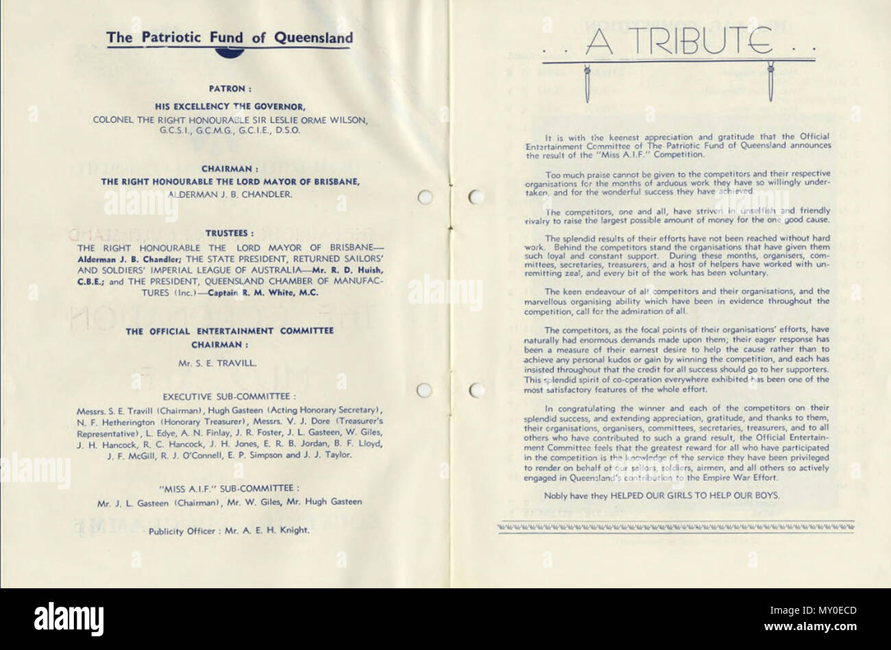 Souvenier Programme of the AIF Competition - Page 2-3 Stock Photo - Alamy