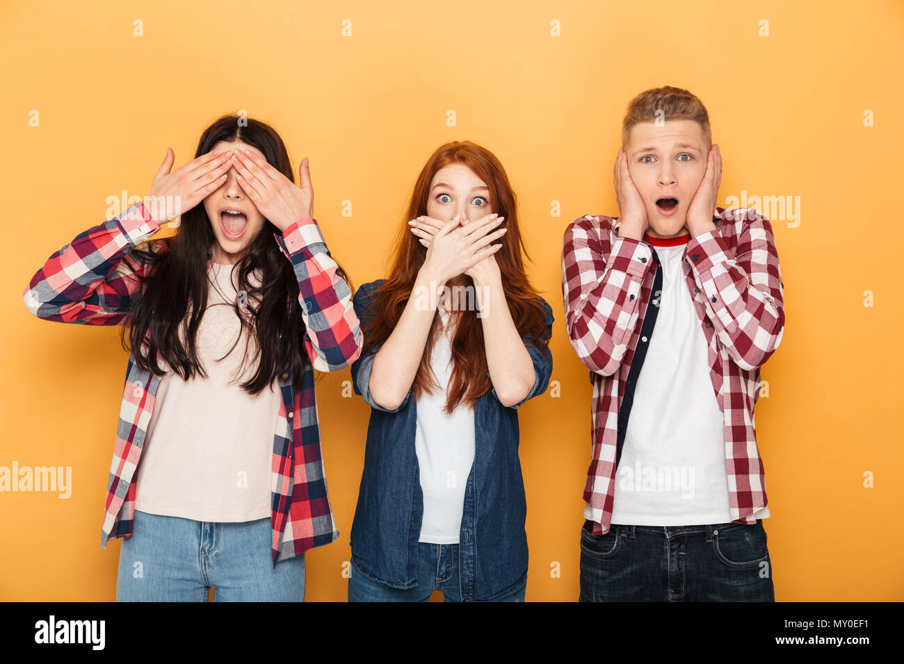 Group looking shocked at camera hi-res stock photography and images - Alamy