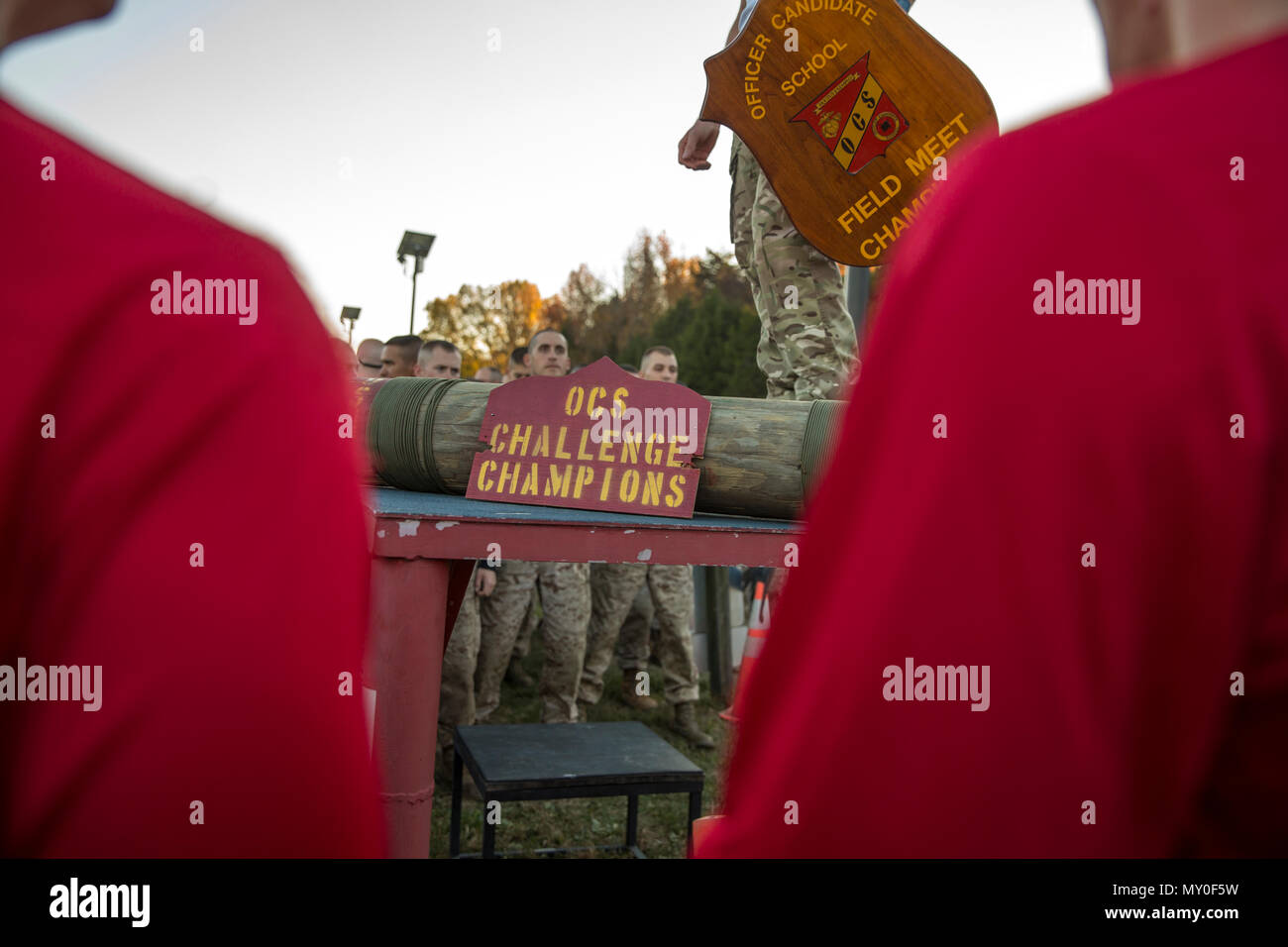 U.S. Marines with the Officer Candidate School (OCS) stand by as they ...