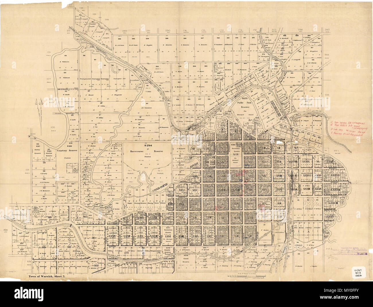 Town map of Warwick, September 1926 Stock Photo - Alamy