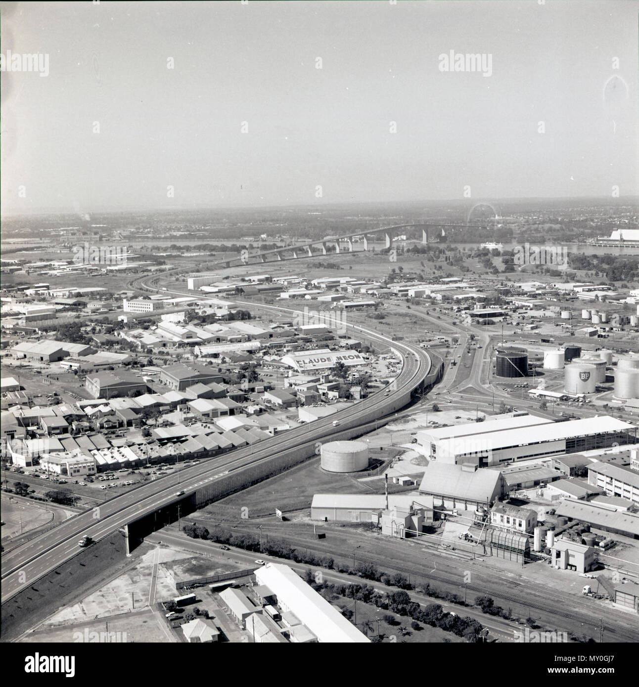 Brisbane and the Gateway Bridge, August 1986 Stock Photo - Alamy
