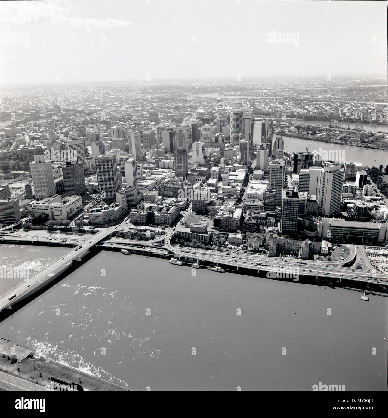 Brisbane from the air, August 1986 Stock Photo - Alamy