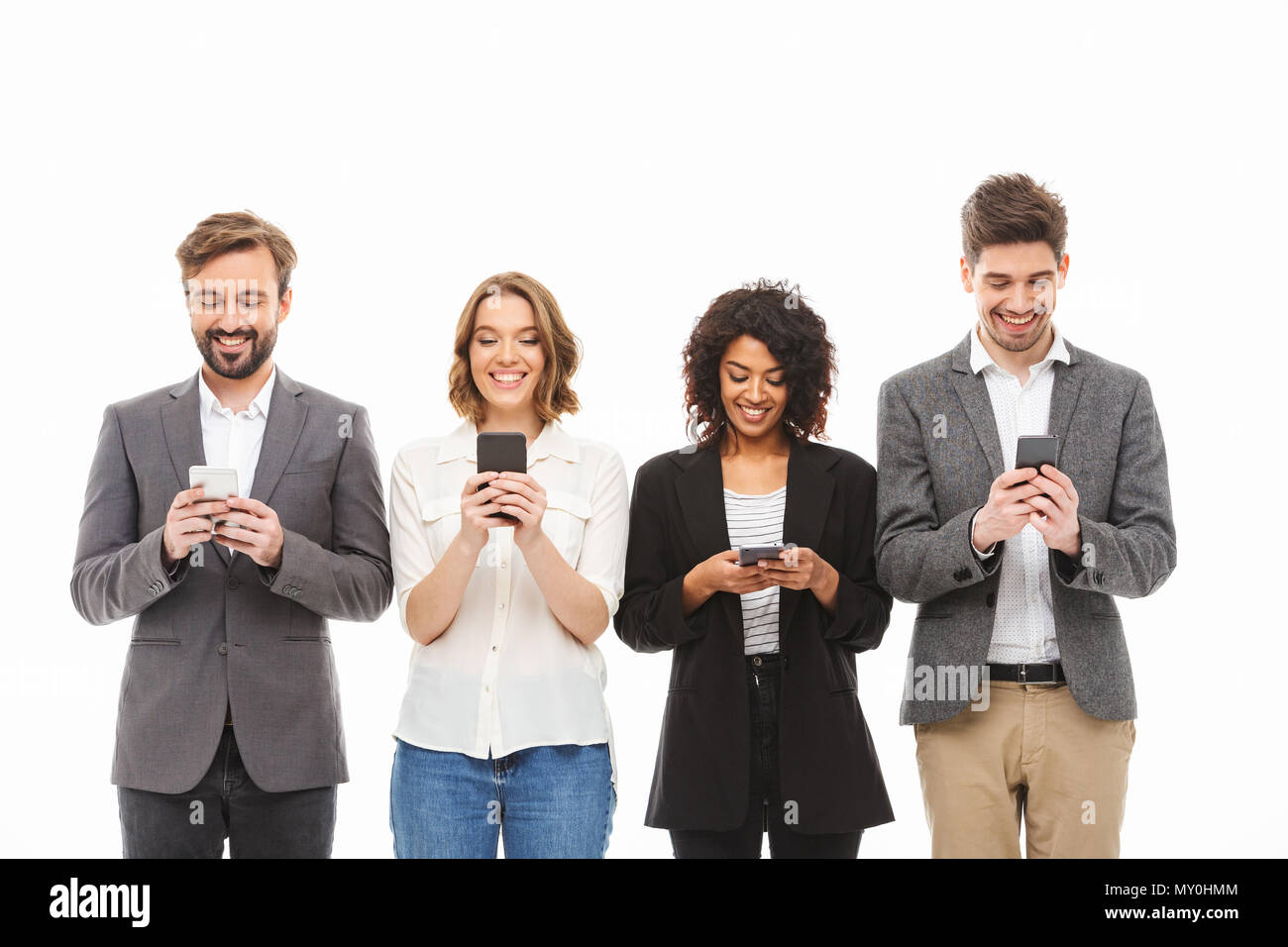 Group of people looking at mobile phones Cut Out Stock Images ...