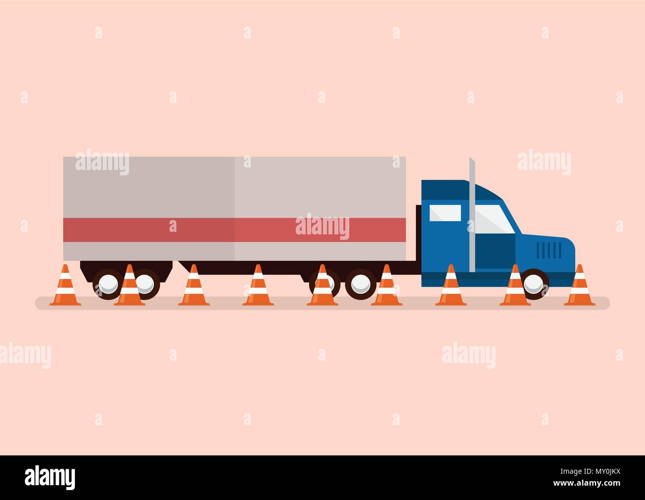 Big truck with traffic cones. Vector illustration Stock Vector Image ...